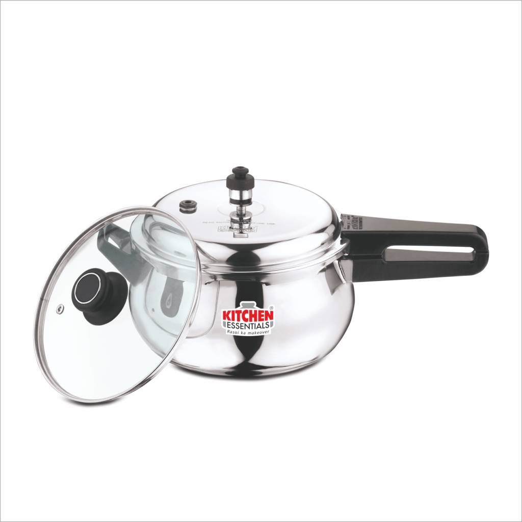 Stainless Steel Kalash Induction Bottom Outer Lid Pressure Cooker with Glass Lid -5L – Kitchen ...